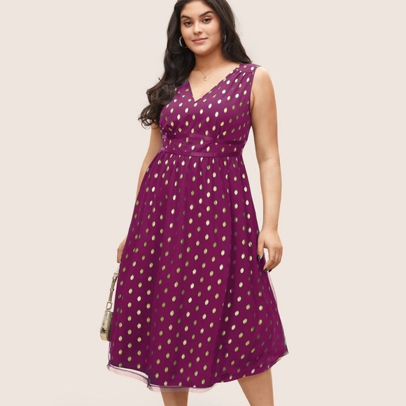 BloomChic | Dresses | Bloomchic Plus Size 2xl Glitter Polka Dot Pocket ...